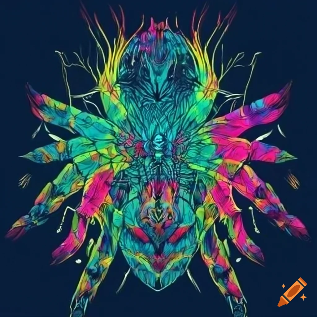 Intricate sketch of retro abstract spider art on Craiyon