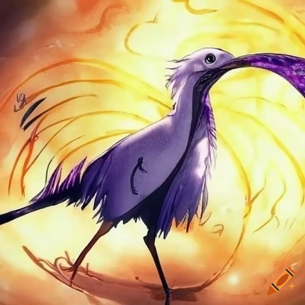 Straw-Winged Bird mystical summon from Naruto in anime style on Craiyon