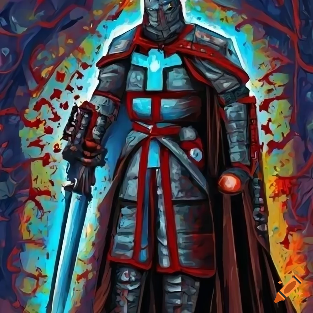 Comic illustration of a gothic sci-fi templar on Craiyon