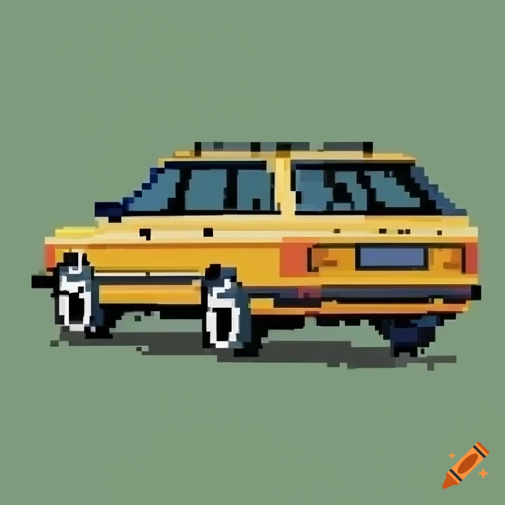Yellow audi 80 b4 avant in pixel art style on Craiyon