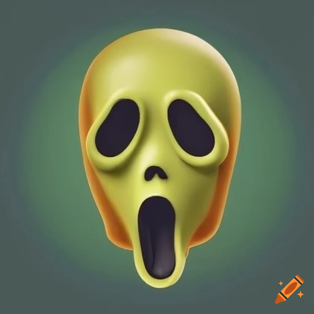 Yellow smiley face with ghost face scream on Craiyon
