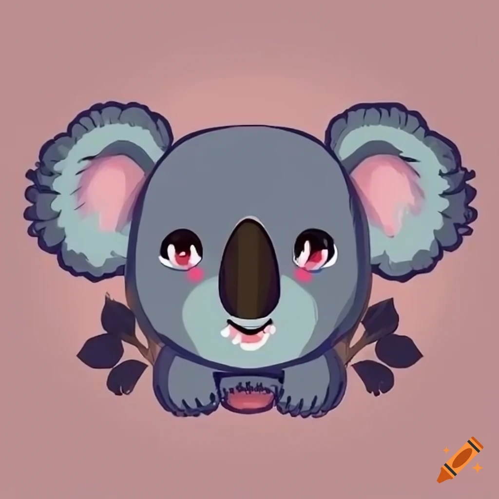 Cute koala with anime-style front face on Craiyon