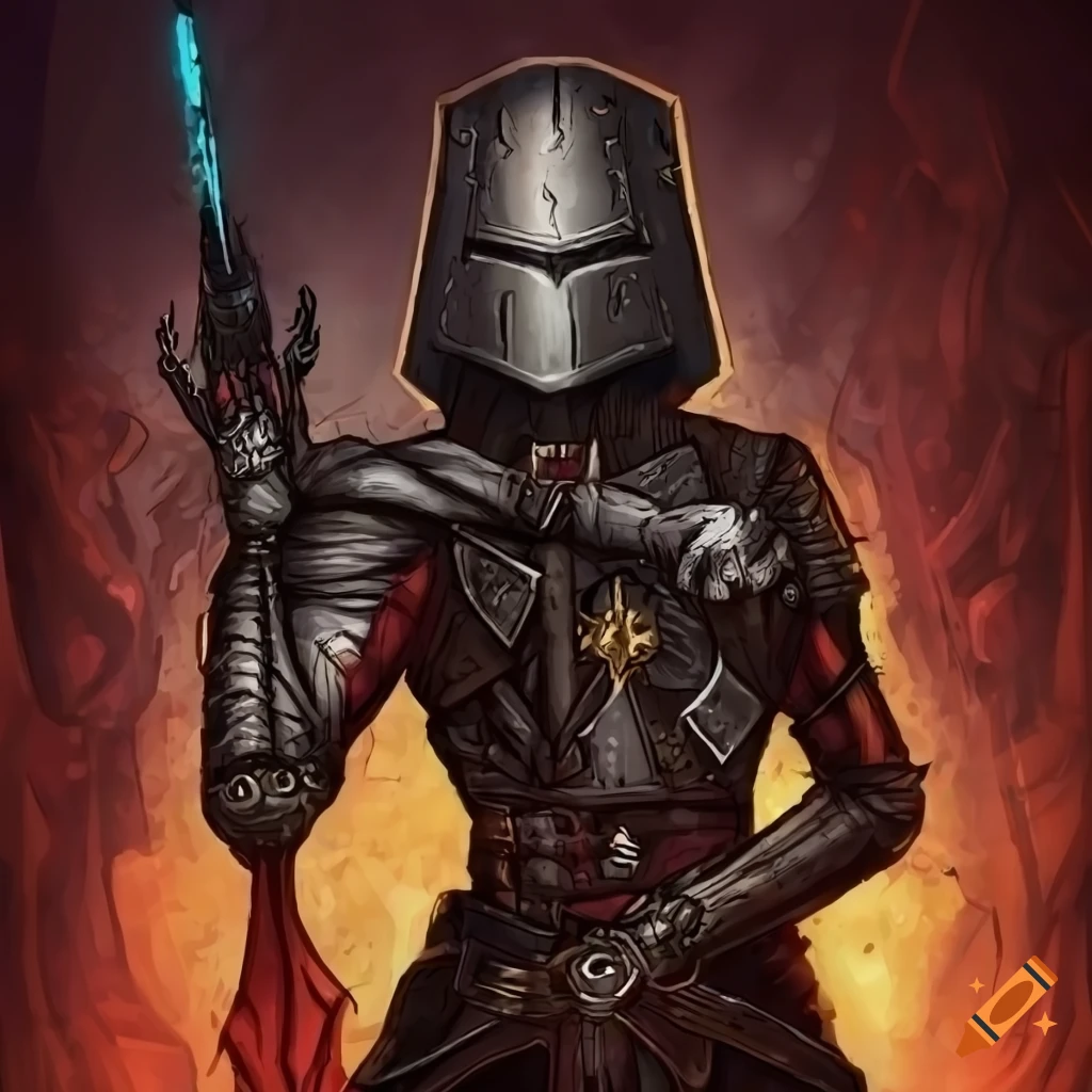 Comic illustration of a gothic sci-fi templar on Craiyon