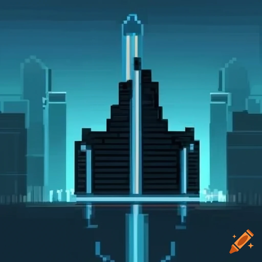 Building in tron style with pixel art design on Craiyon