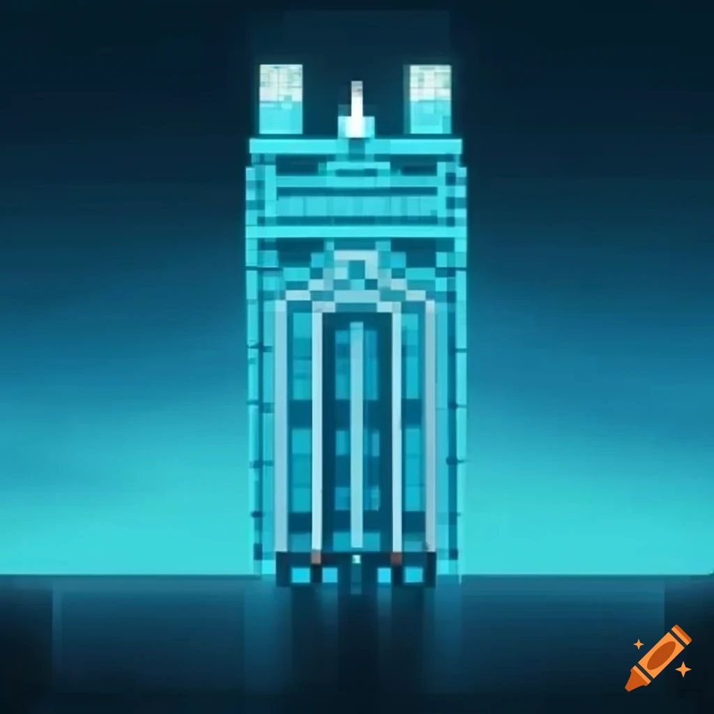Building in tron style with pixel art design on Craiyon