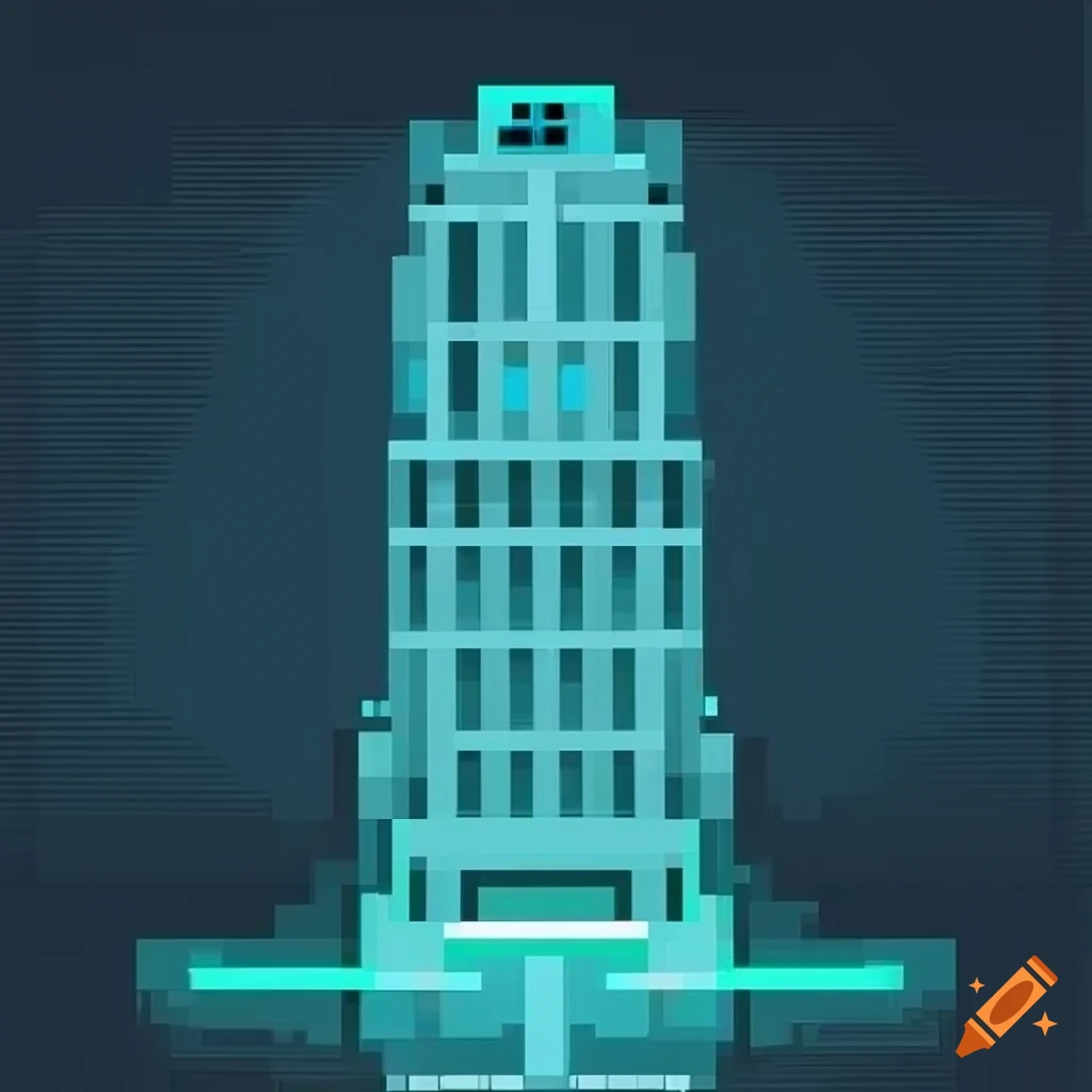 Building in tron style and pixel art on Craiyon