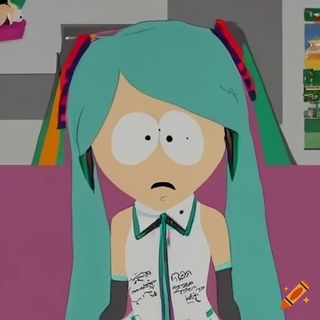 Miku hatsune in south park animation style crossover on Craiyon