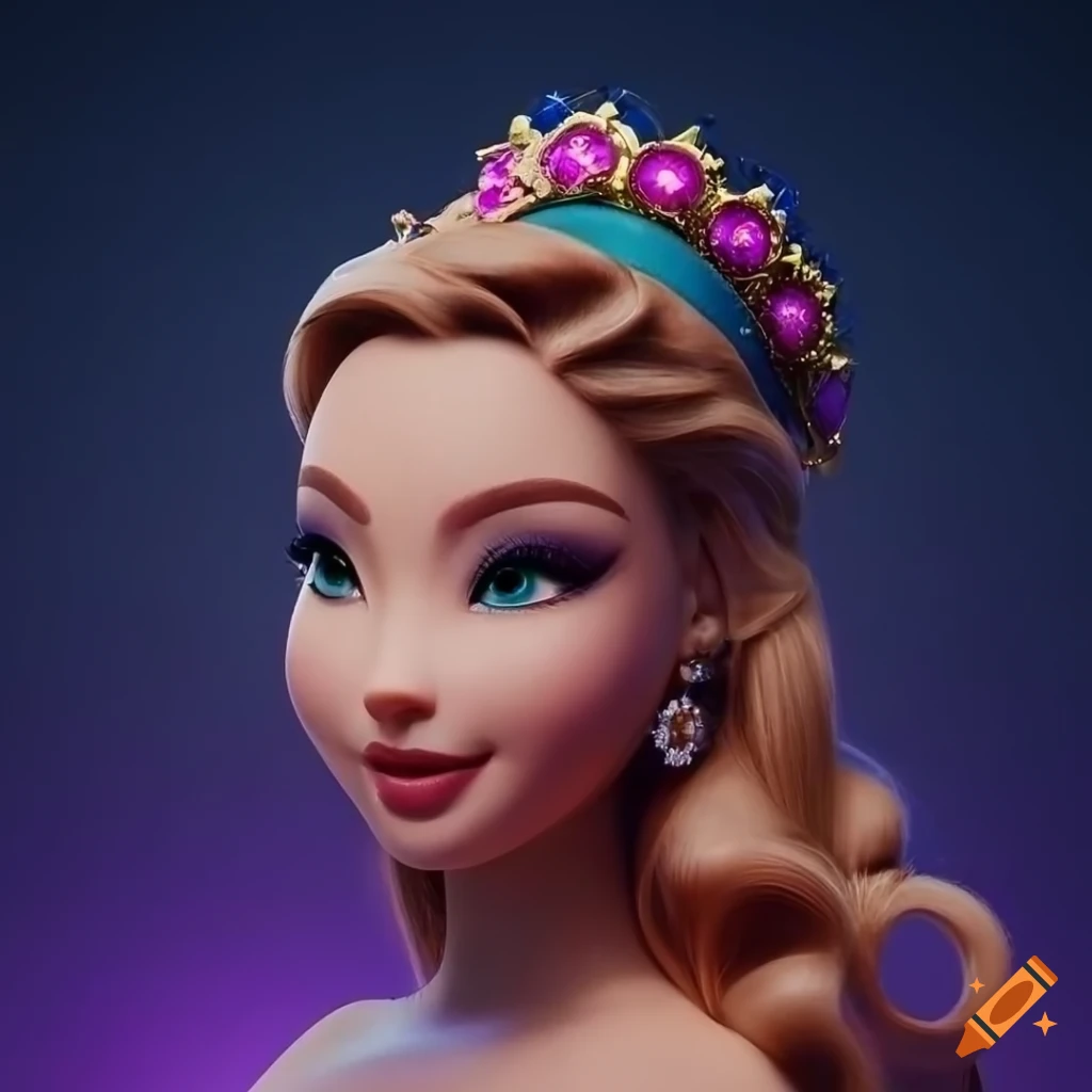 Intricate hyper-realistic art morphing into Disney princess on Craiyon