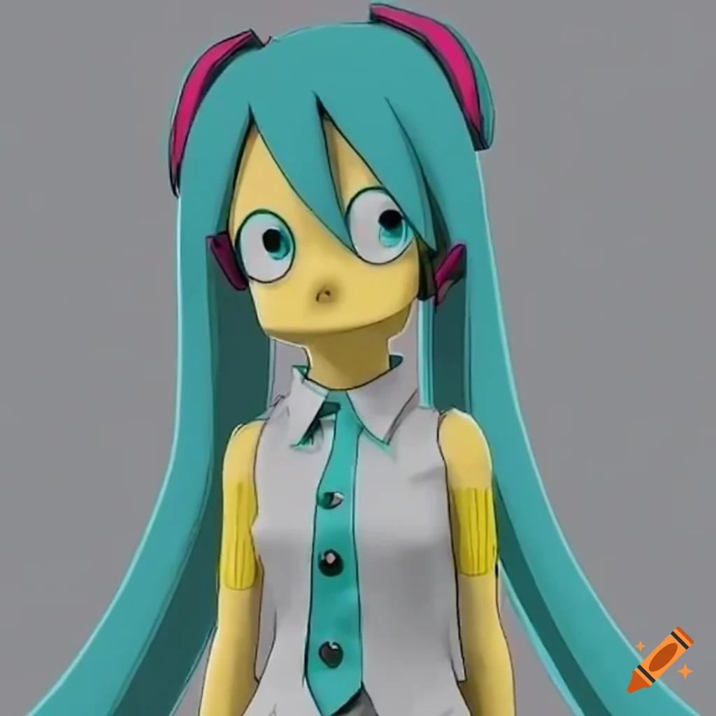 Miku hatsune in the simpsons crossover animation on Craiyon