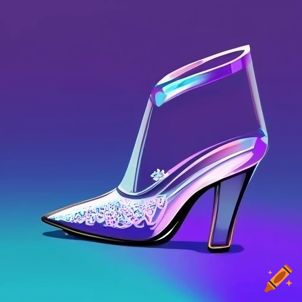 Art deco illustration of cinderella's glass slipper in vibrant jewel ...