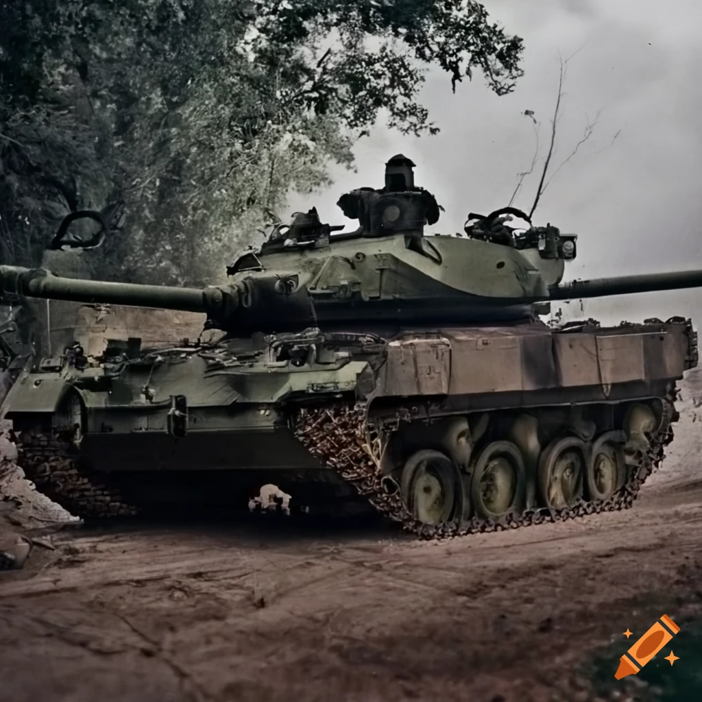 U.s. cold war tank m41 walker bulldog in street combat on Craiyon