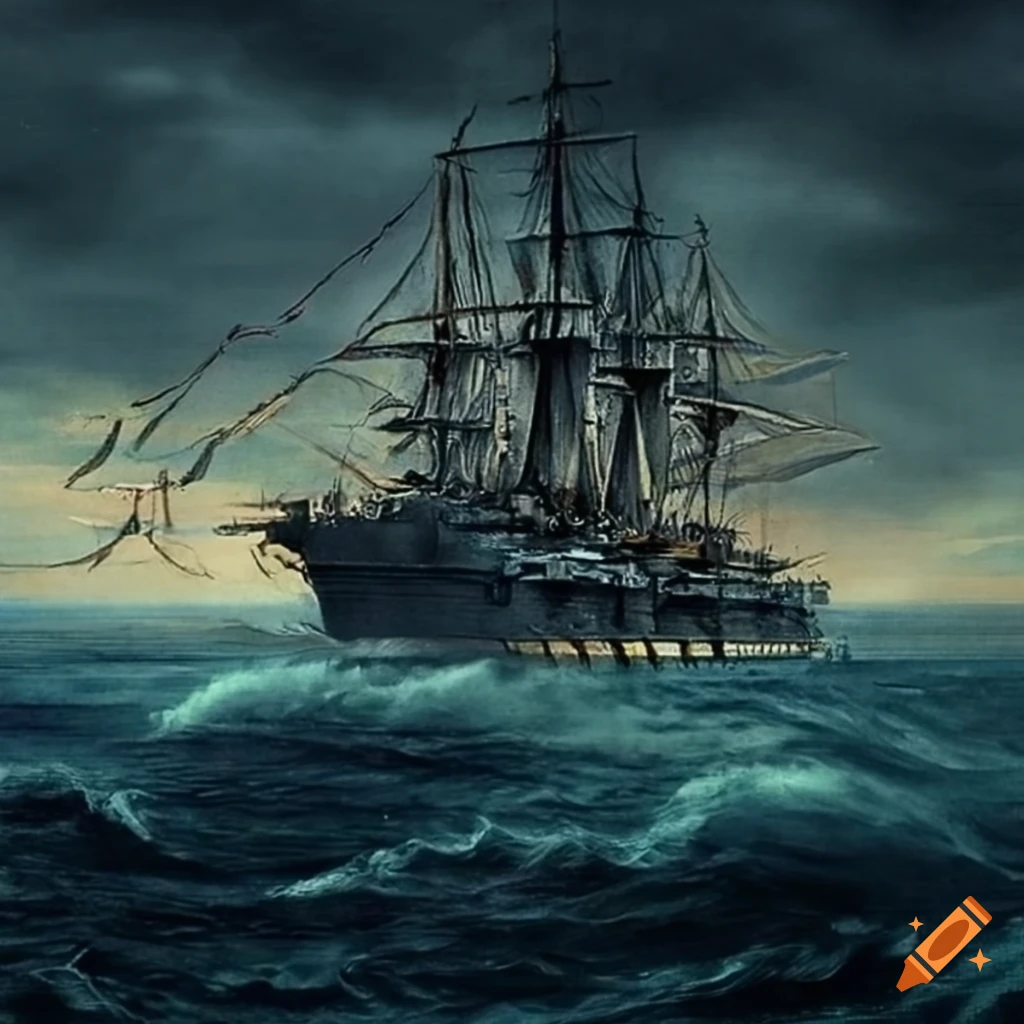 Wallpaper of early 1900s warships on computer screen on Craiyon