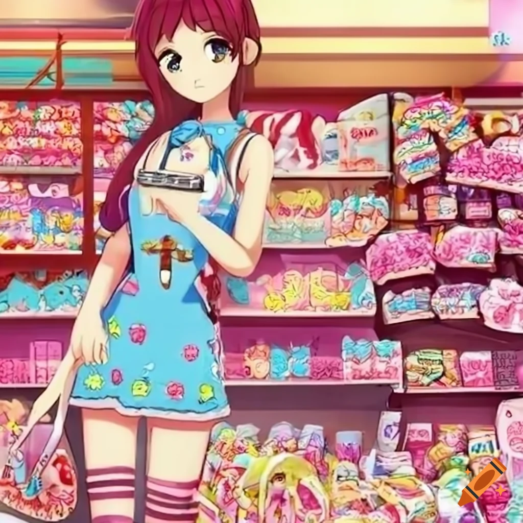 Anime candy store girl on Craiyon