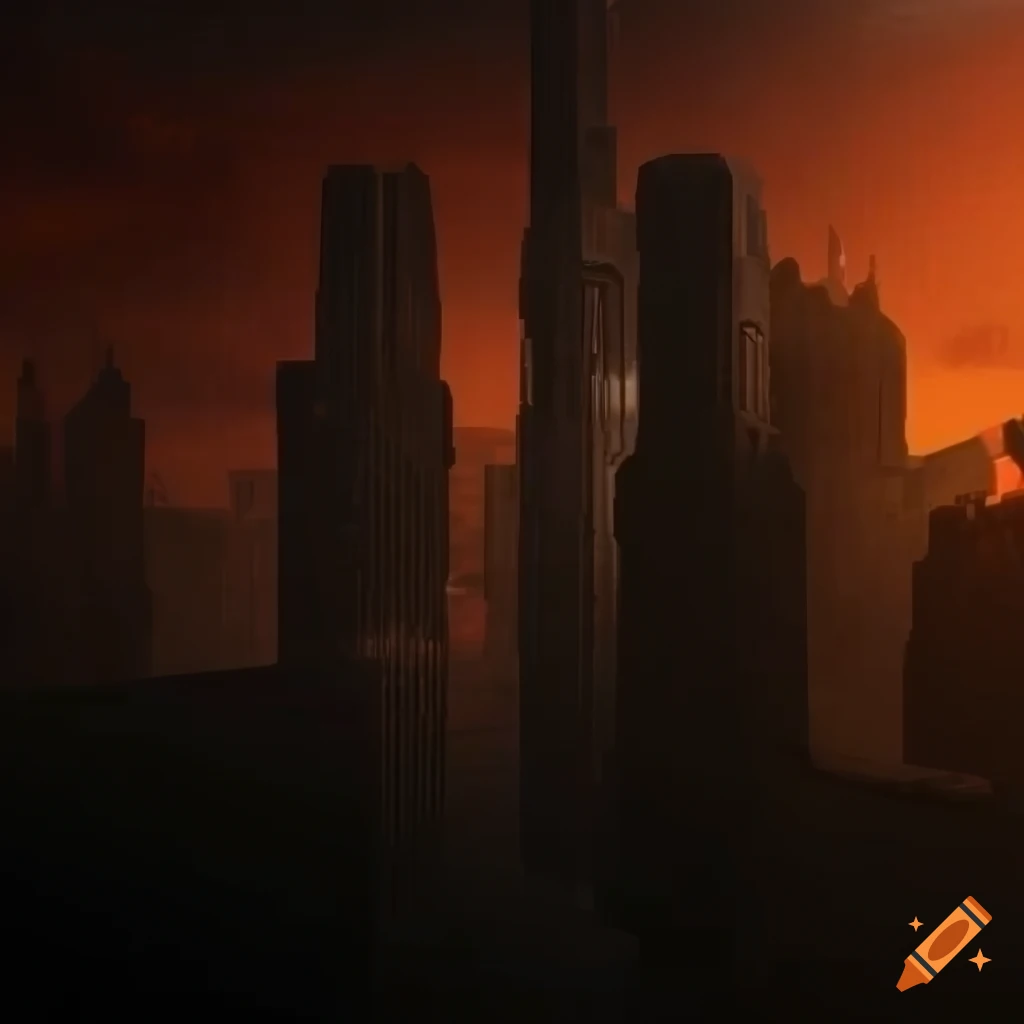 Doom 2 city skyline on Craiyon