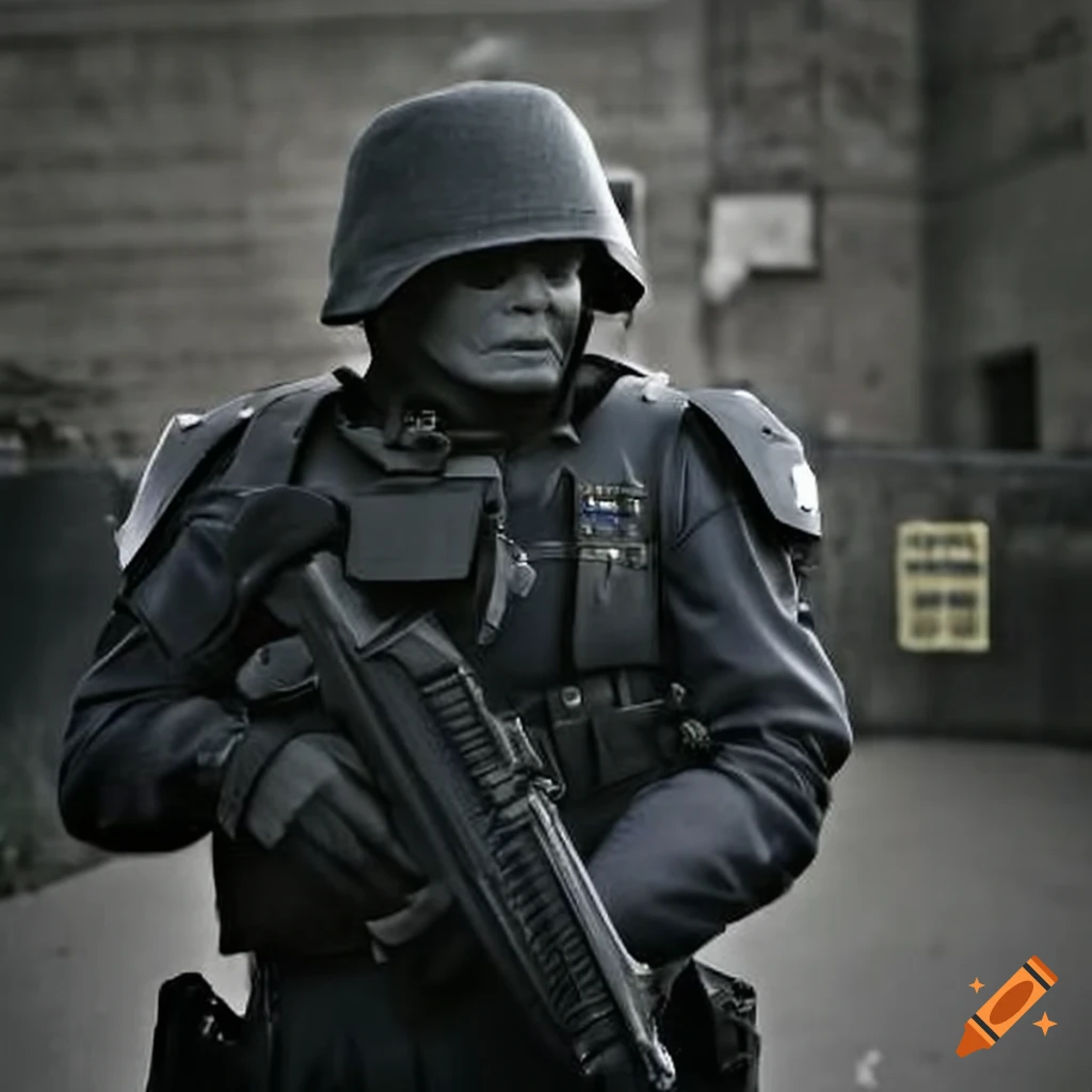 Enclave officer standing at attention on Craiyon