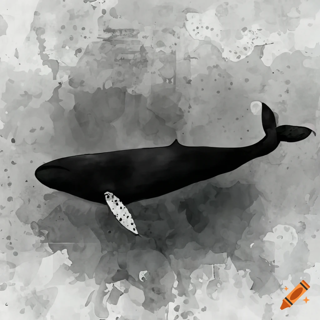 Abstract art of a sperm whale with bold geometric shapes on Craiyon