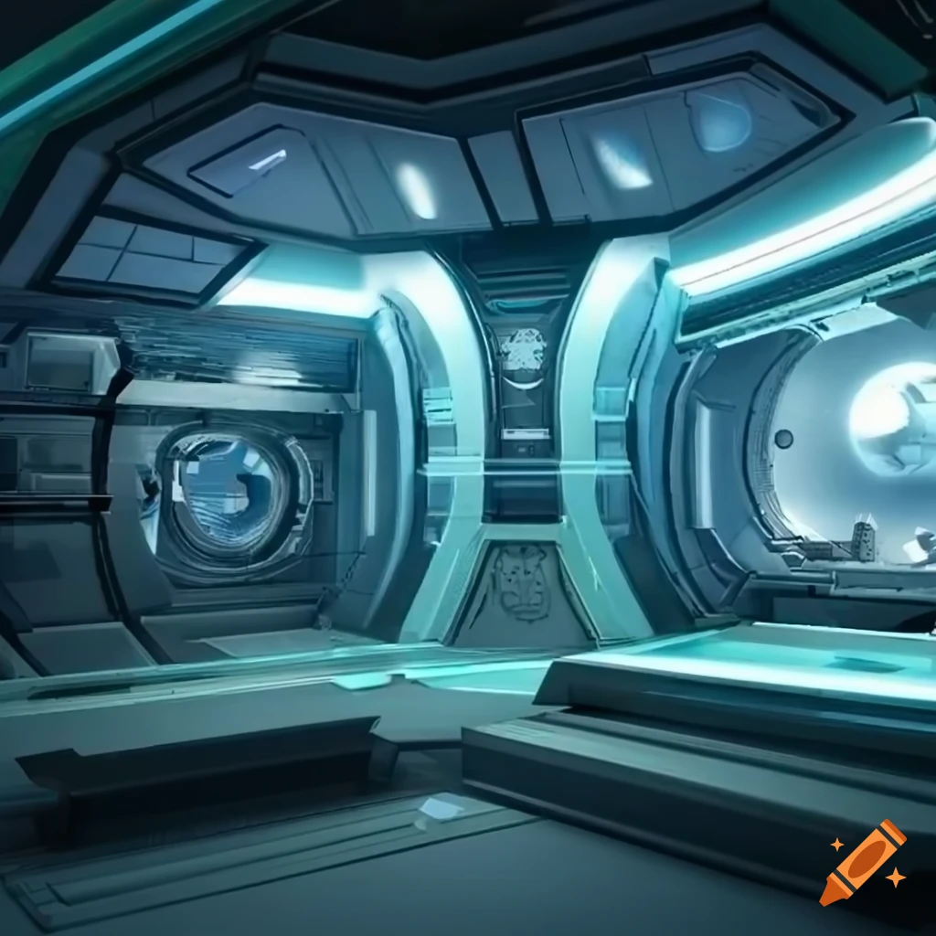 Realistic sci-fi room interior on Craiyon