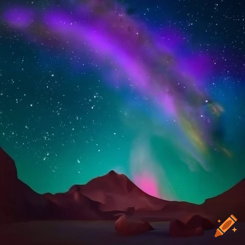 Oasis with cosmic afterglow for camping on Craiyon