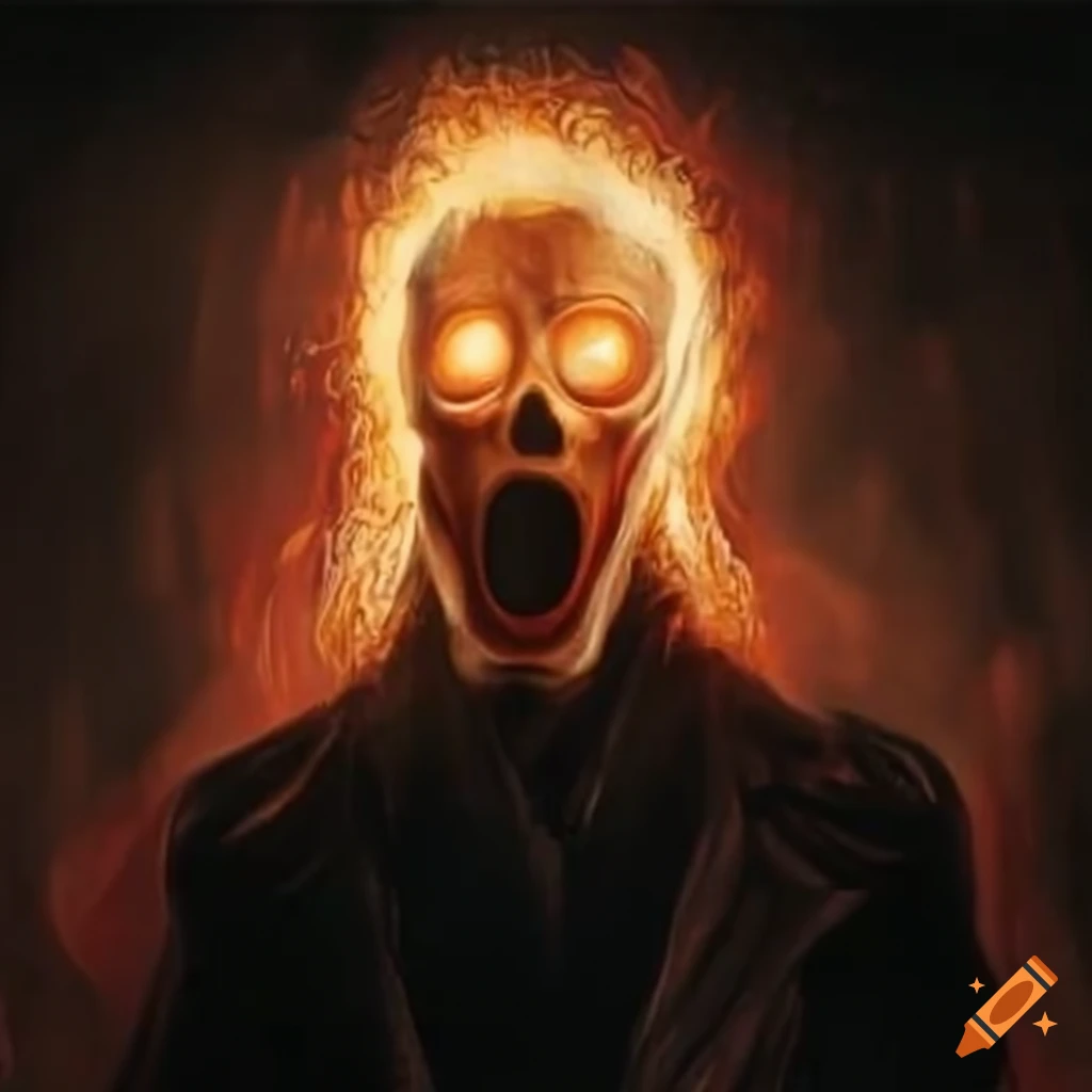 Munch's scream with marvel's ghost rider on Craiyon