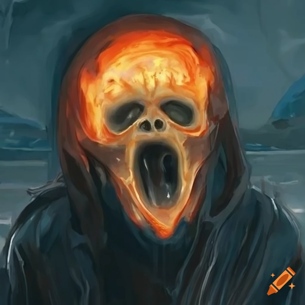 Munch's scream featuring marvel's ghost rider on Craiyon