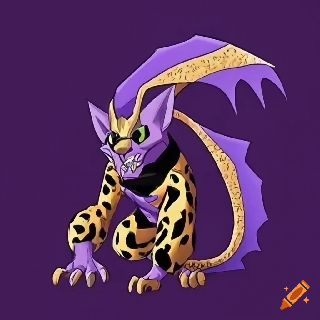 Anime bat cheetah lion striped spikey plant monster with aura energy ...