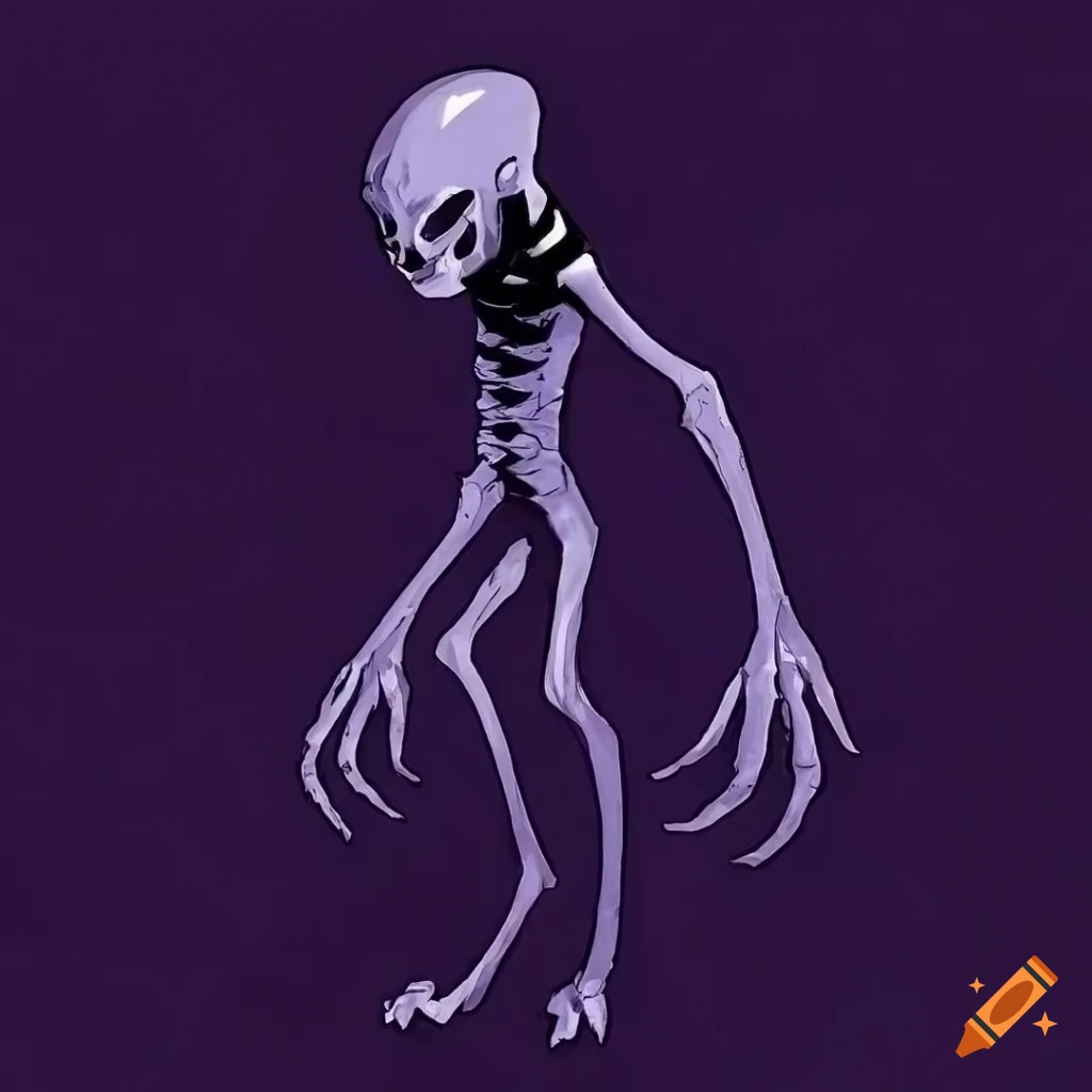 Giant skeleton demon bones in an alien-inspired design on Craiyon