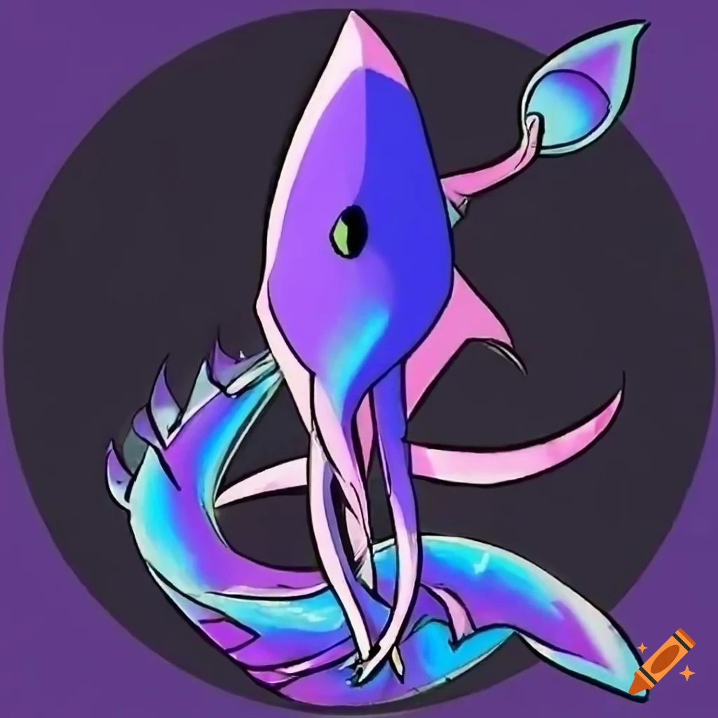 Electric shark squid alien bird with blue and black colors in a unique ...