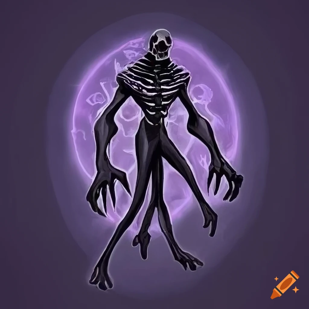 Giant skeleton demon bones in an alien-inspired design on Craiyon