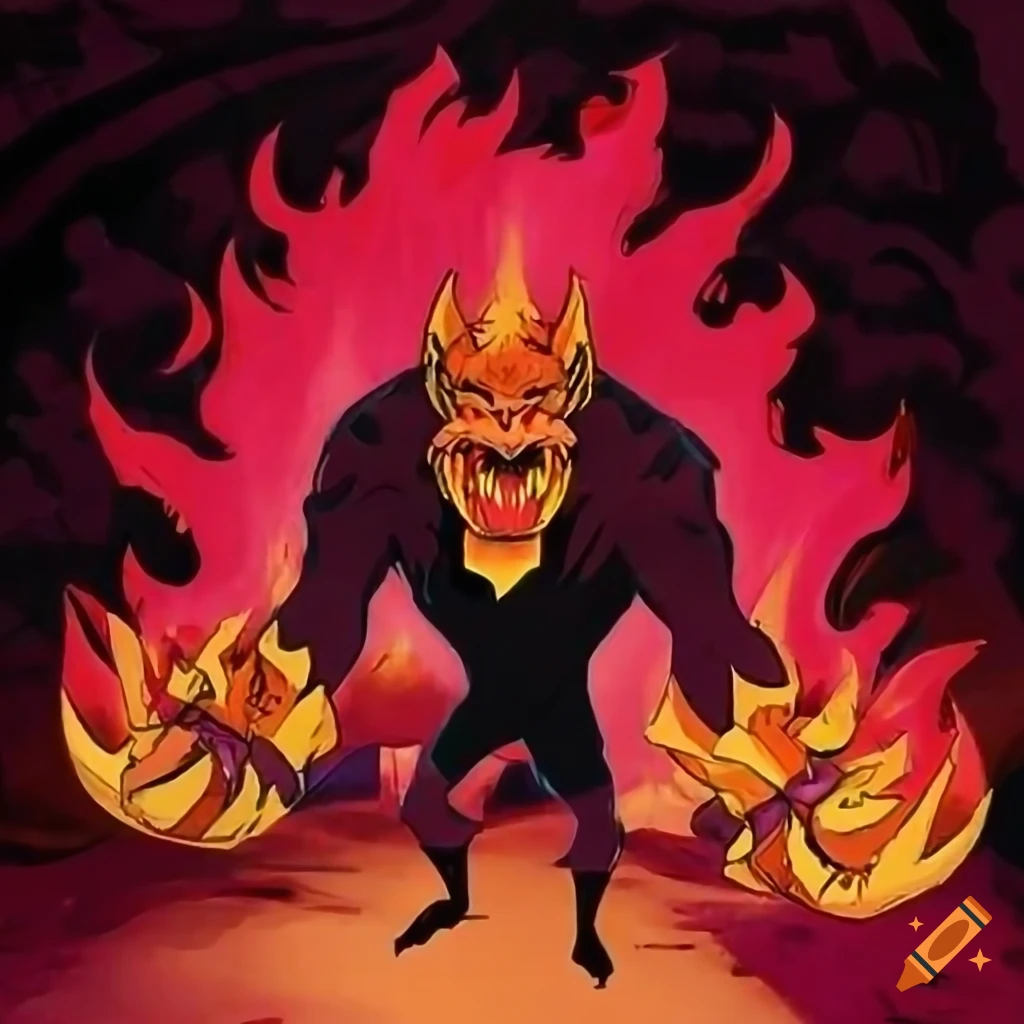 Red orange vampire wolf hunter orangutan monkey gorilla with bright ...