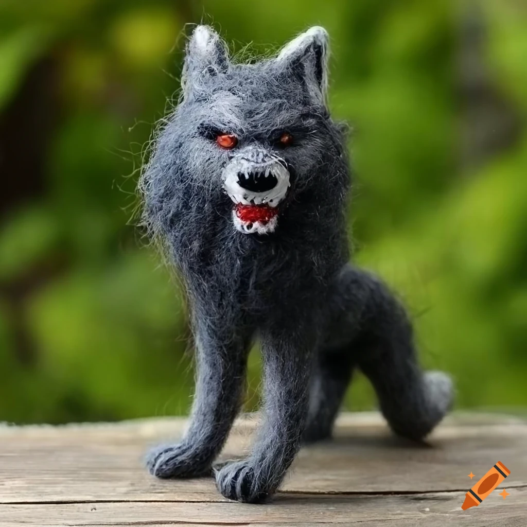 Realistic felted wool werewolf figurine on Craiyon