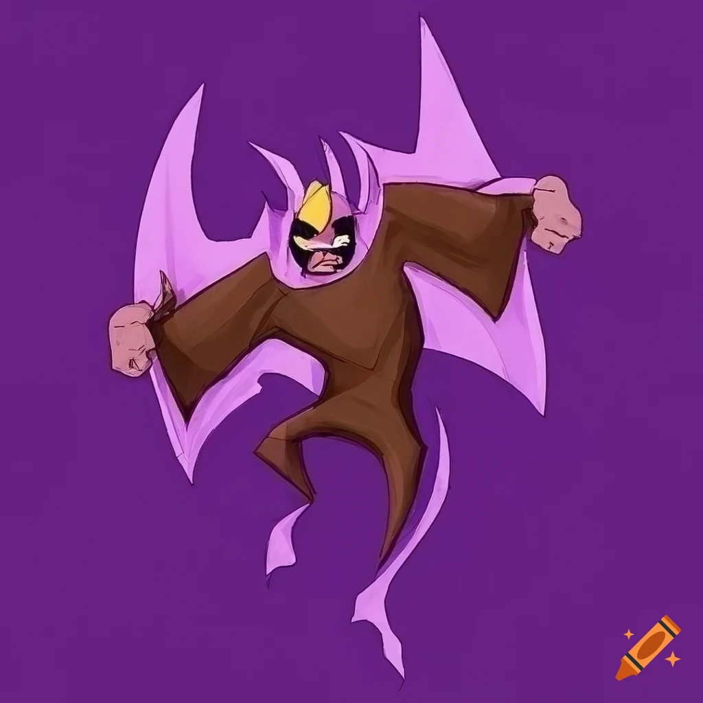 Brown ninja bat with arms and purple electric scythe in alien design by ...