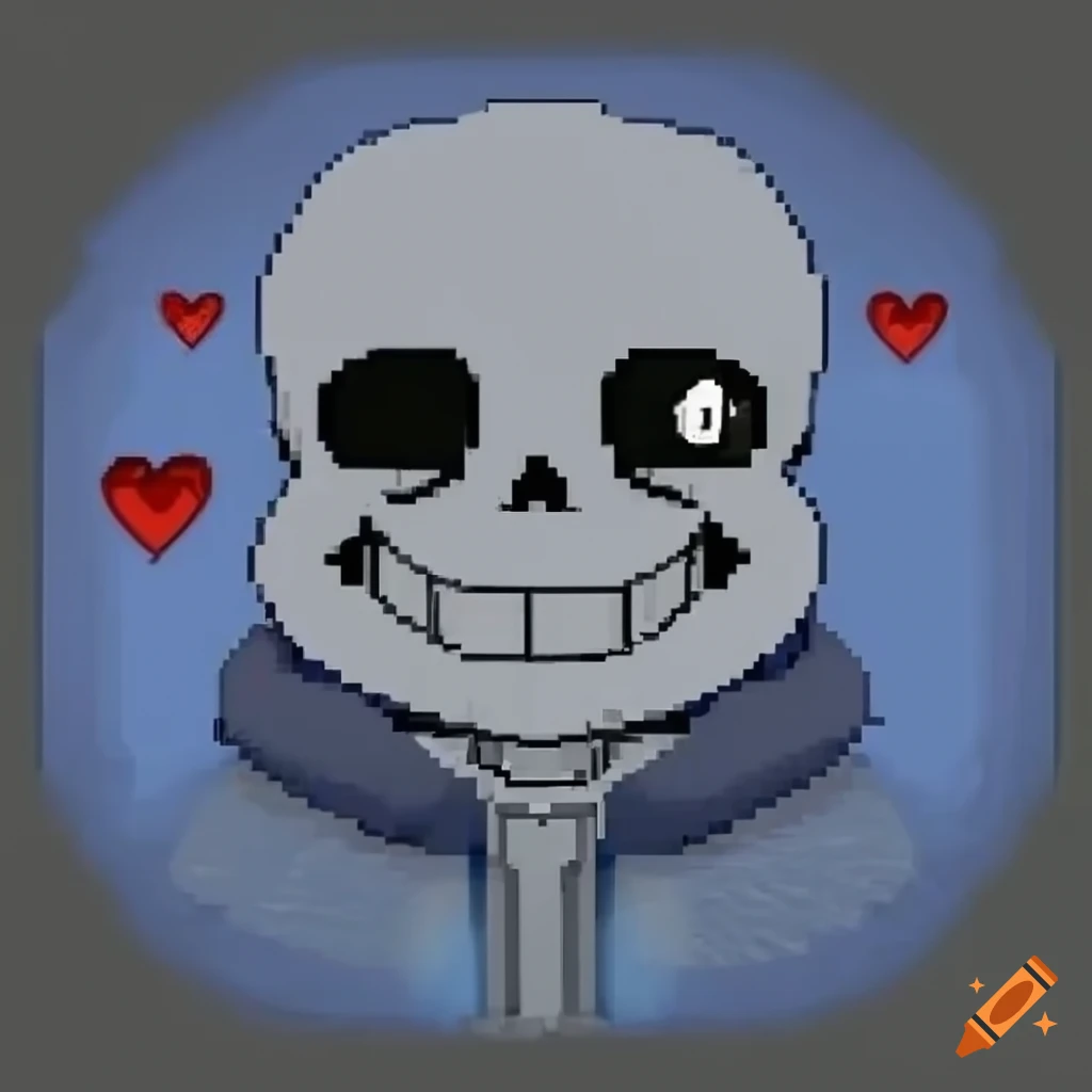 Sans from Undertale looking like a yandere. Hyper realistic, realistic shading, heart in eyes ...
