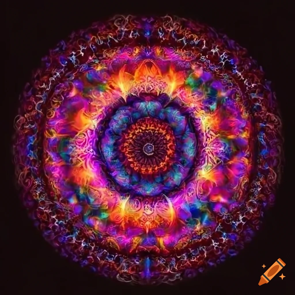 Glowing mandala effect around vibrant heart on Craiyon