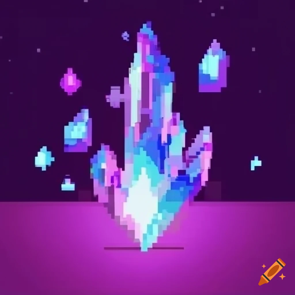 Enchanting pixel art icons of sparkling crystals on Craiyon