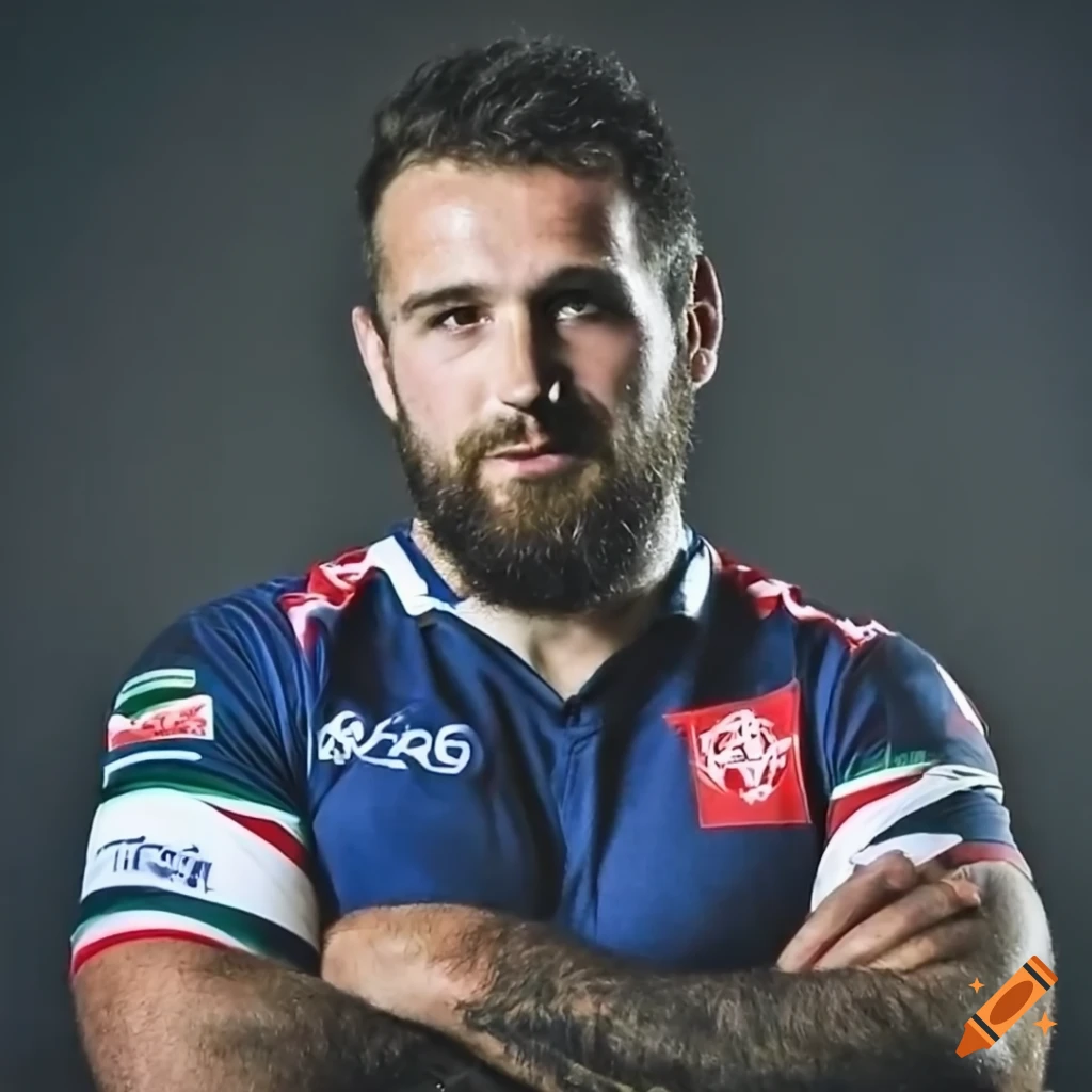 Basque rugby player portrait with cinematic lighting on Craiyon