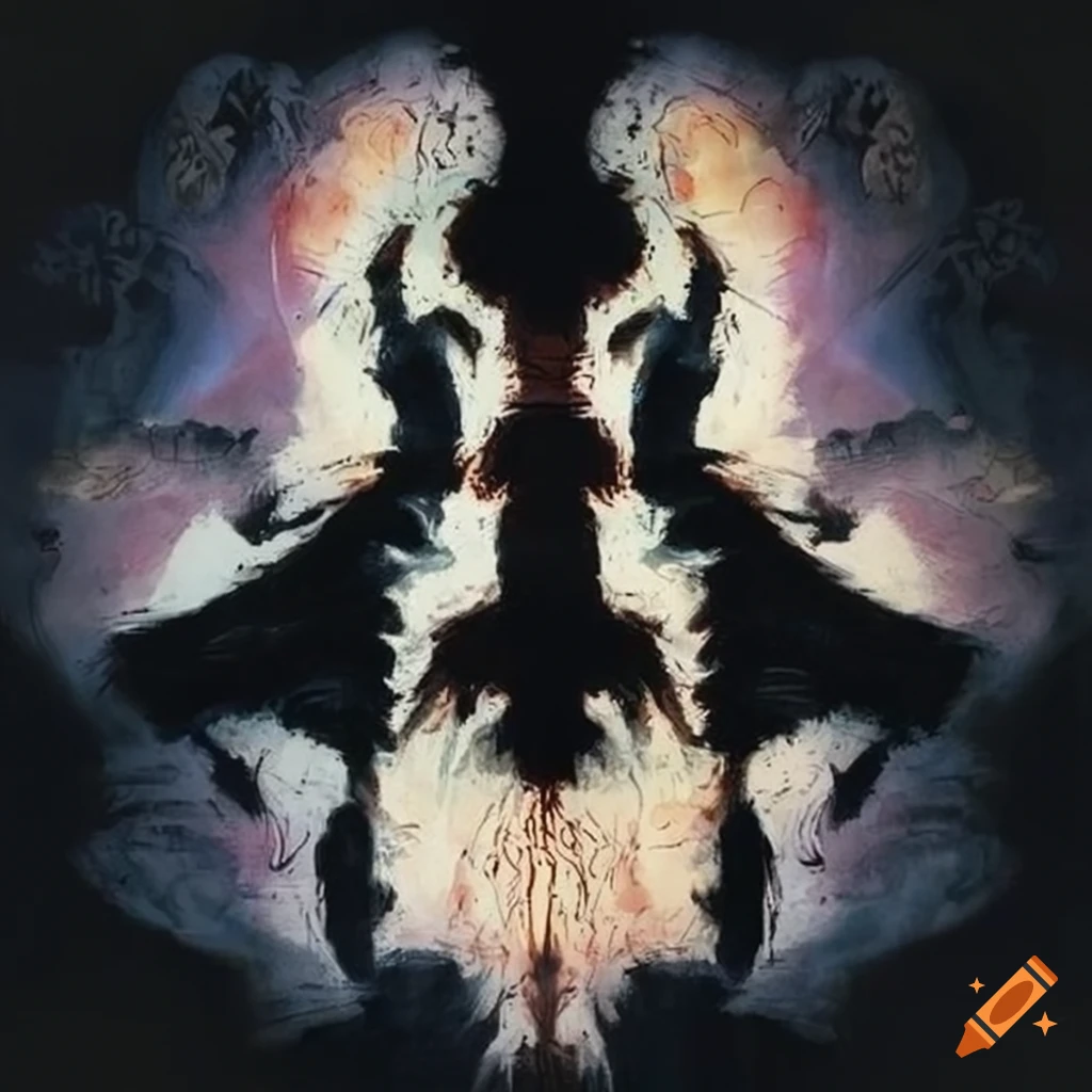 Rorschach-style painting of the dark passenger on Craiyon