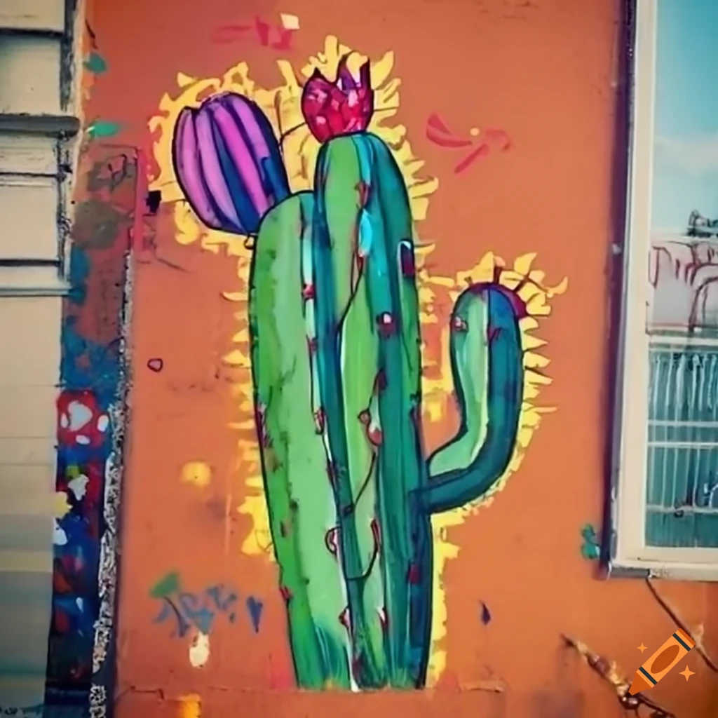 Cactus graffiti artwork on Craiyon