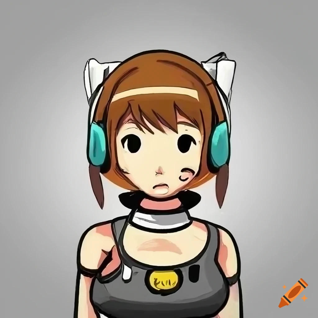 Waifu esports gamer character from Rhythm Heaven series, front view and ...