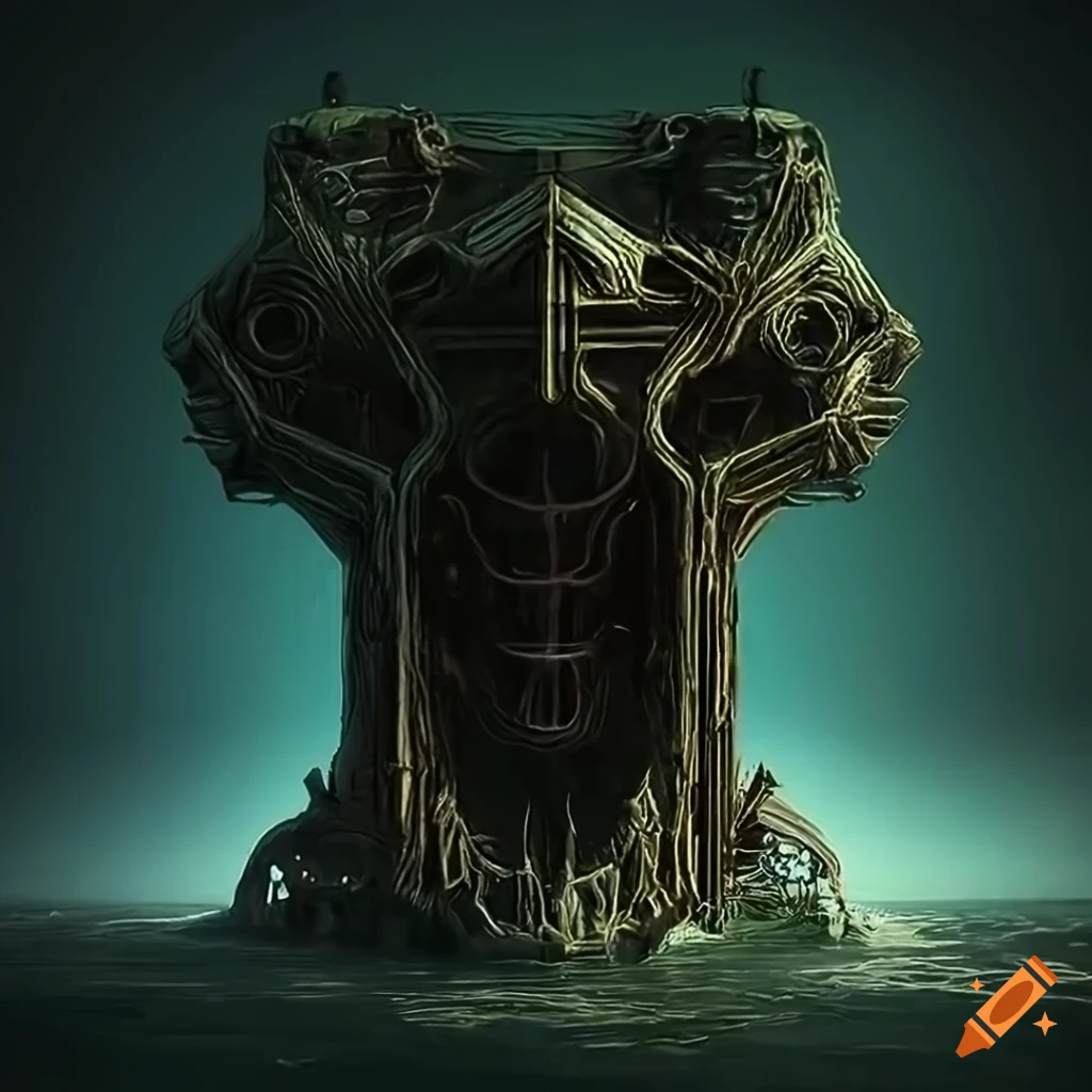 Intricate brutalist semiaquatic architecture inspired by deep sea ...