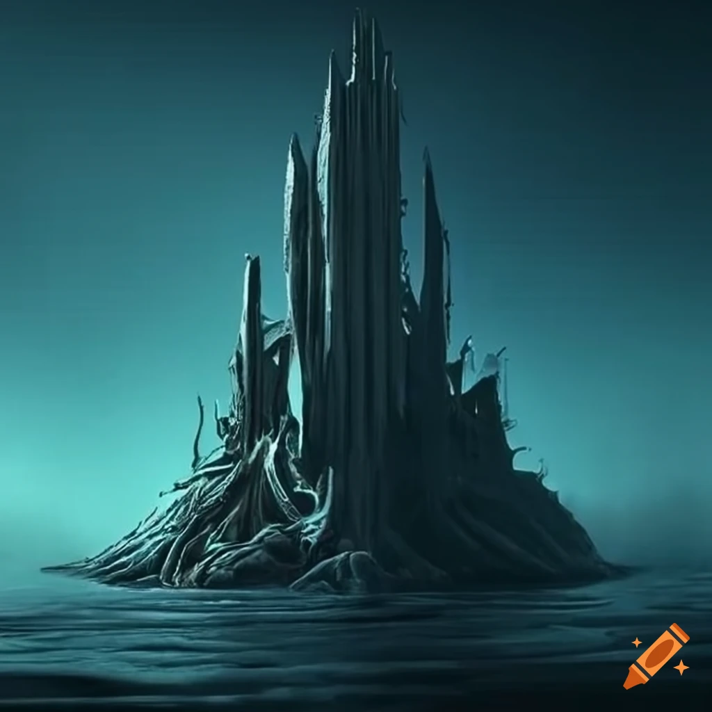 Intricate brutalist semiaquatic architecture inspired by deep sea ...