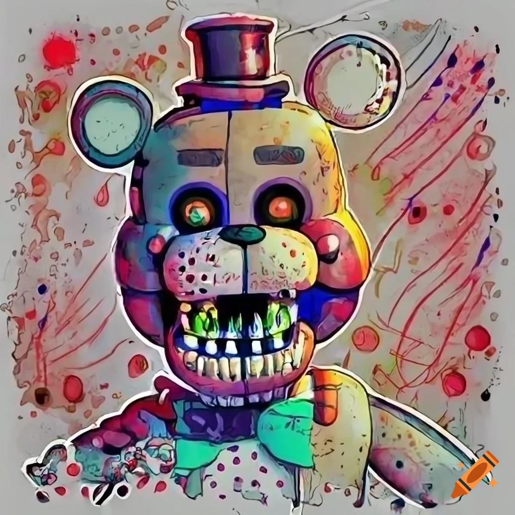 Comic book cover with a scary Freddy Fazbear in Junji Ito Uzumaki style ...