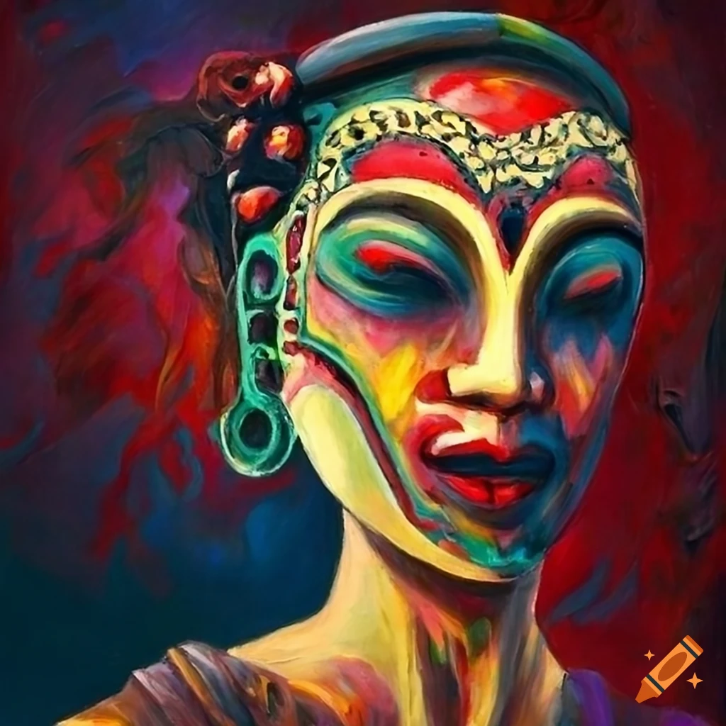 Abstract concept of masks burning away hope and chaos in disguise on ...