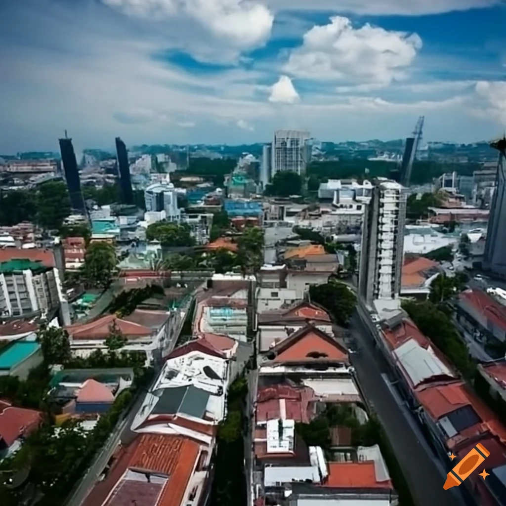 Aerial view of Alor Setar, Kedah, Malaysia from a 10-story building on ...