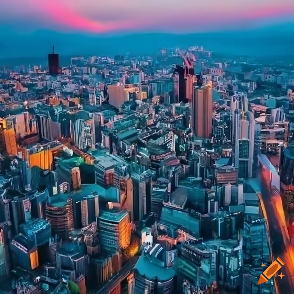 Bird's eye view of Seoul, South Korea from a 93-story building in 9K HD ...