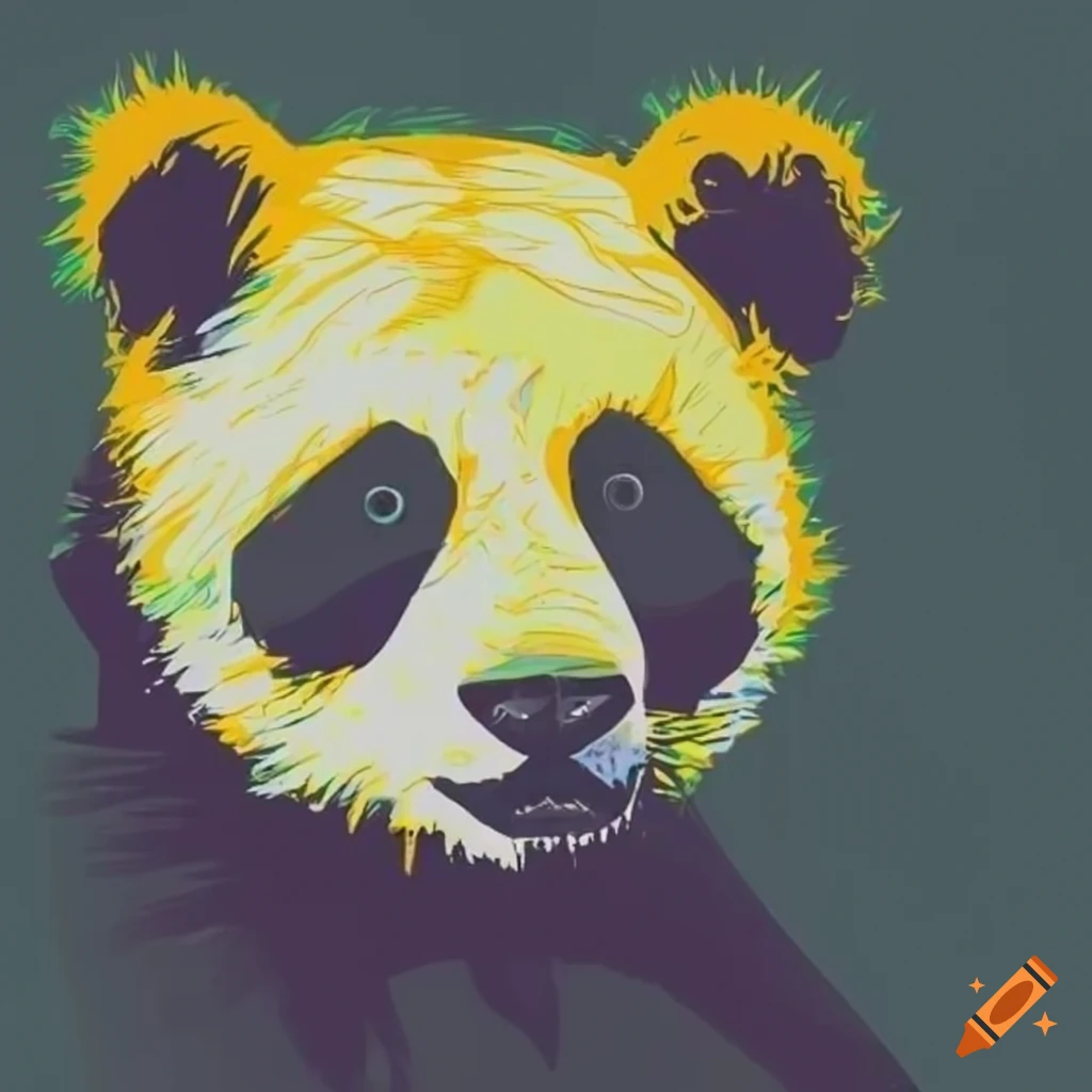 Yellow panda logo inspired by the matrix film on Craiyon