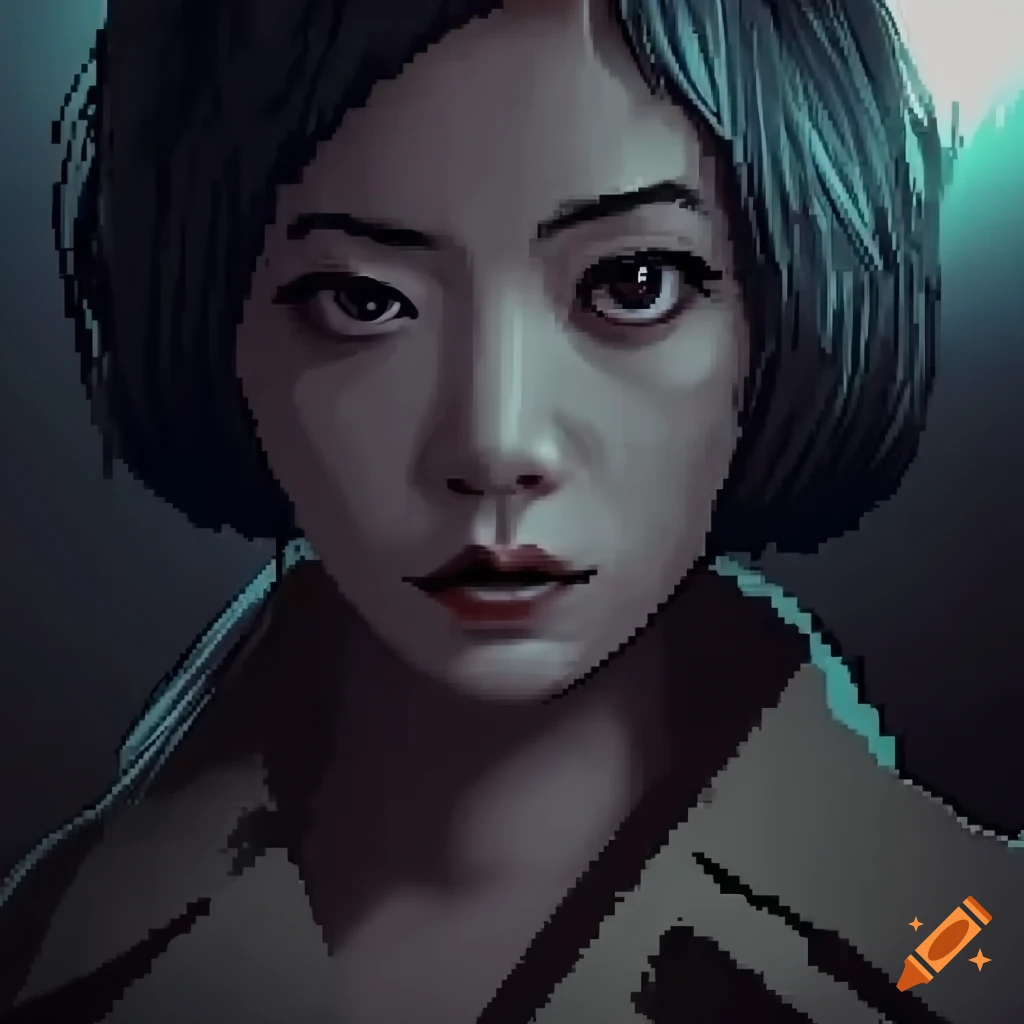 Anime Japanese woman in trenchcoat in a dark alley street with a Blade ...