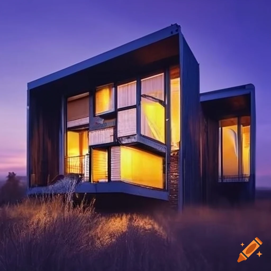 Luxurious angular container home by Architect Beksinski on Craiyon