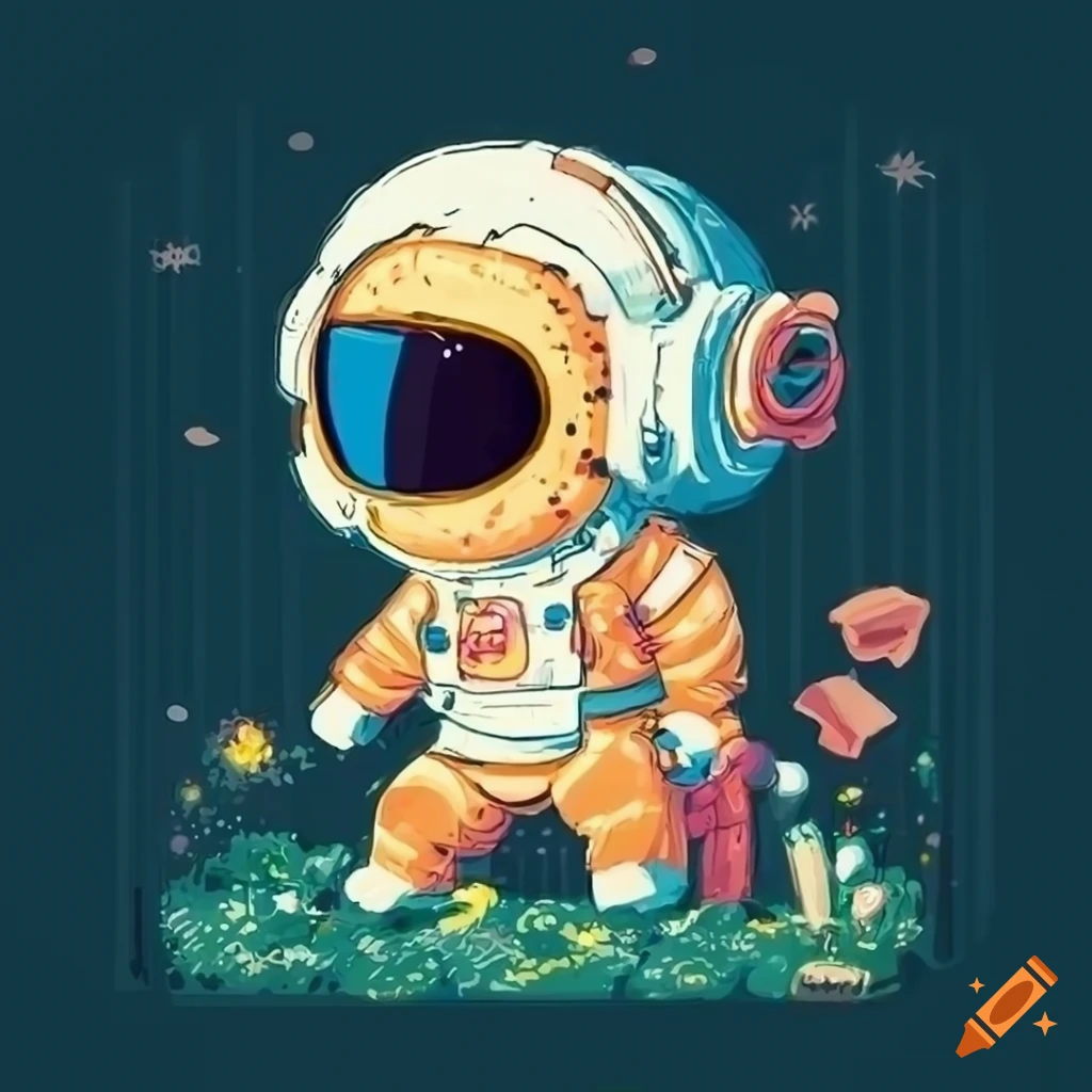 Adorable baby astronaut in retro 16-bit style on Craiyon