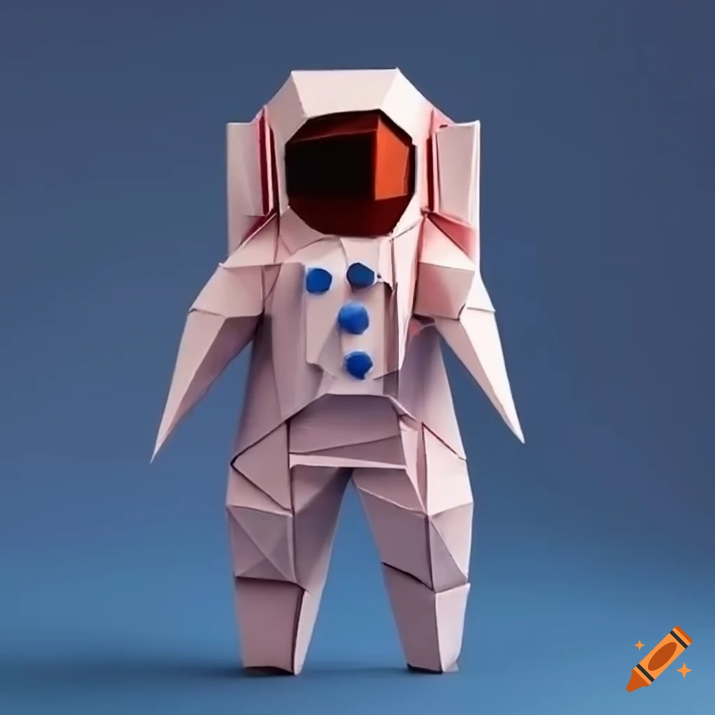 Origami paper cut model of astronaut on Craiyon