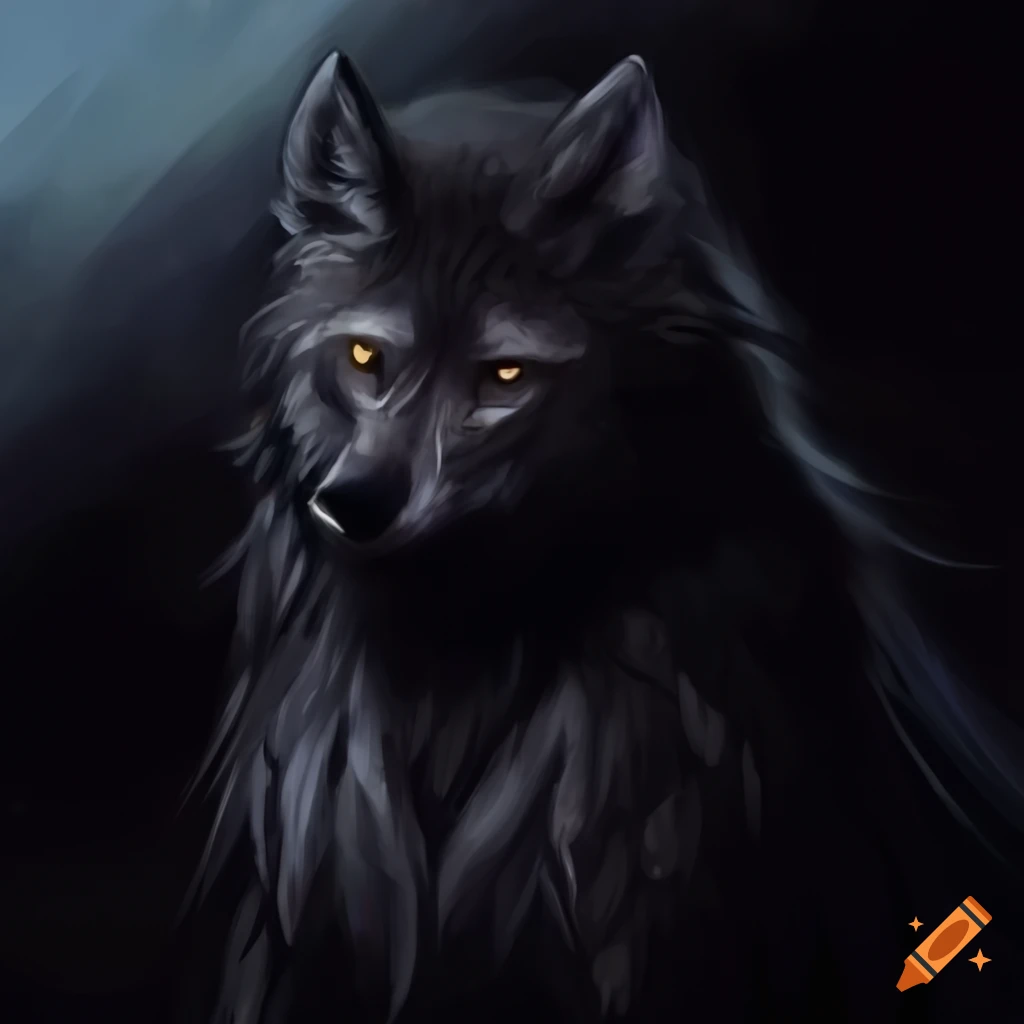 Rare wolf-crow mythical creature with dark plumage and sharp fangs on Craiyon